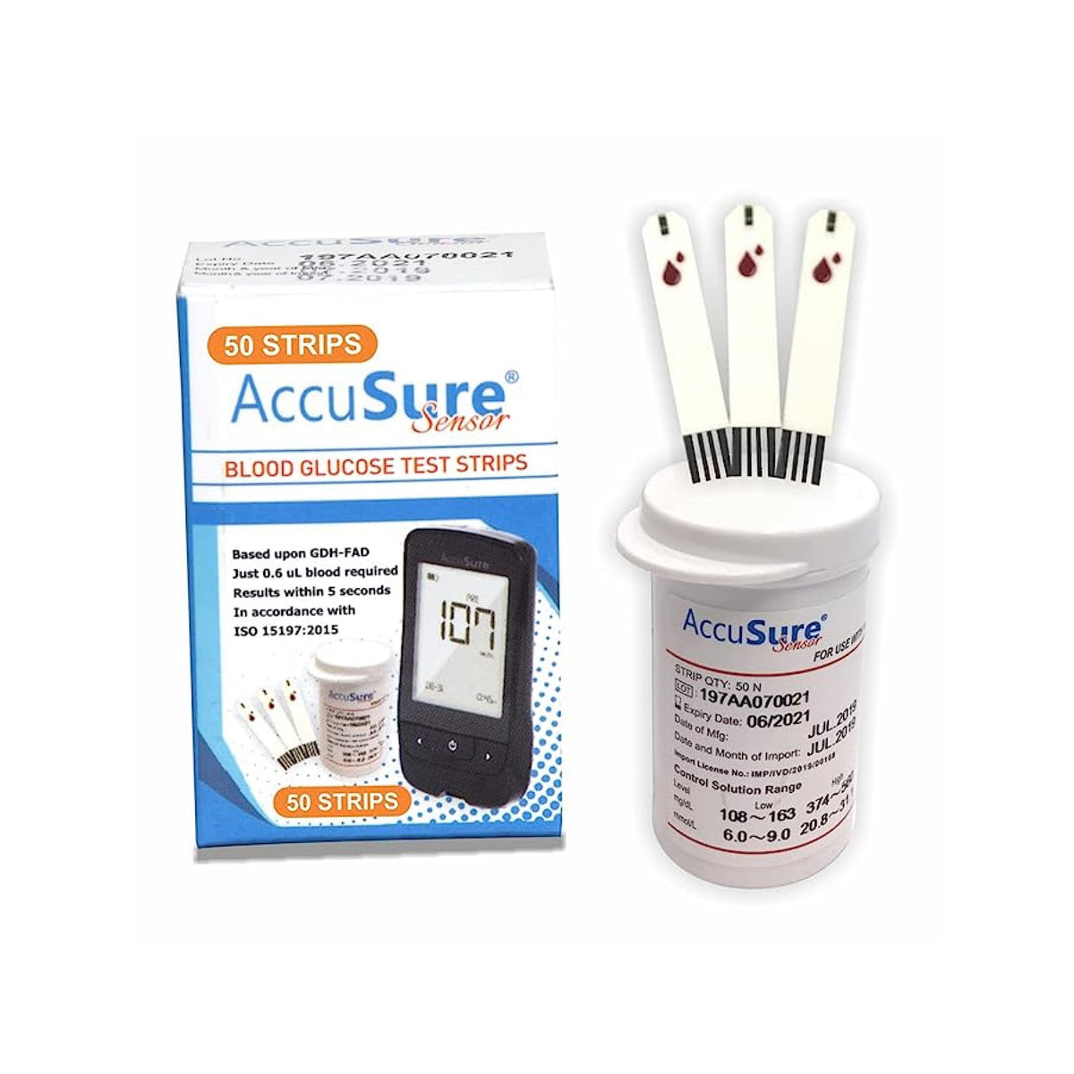 Buy AccuSure Sensor - 25 Glucometer Testing Strips Online at Beato