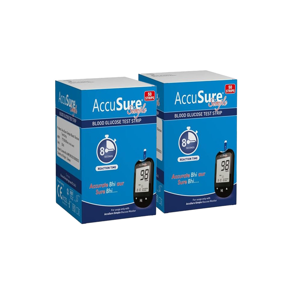 Buy AccuSure Simple - 100 Glucometer Testing Strips (50*2) At BeatO