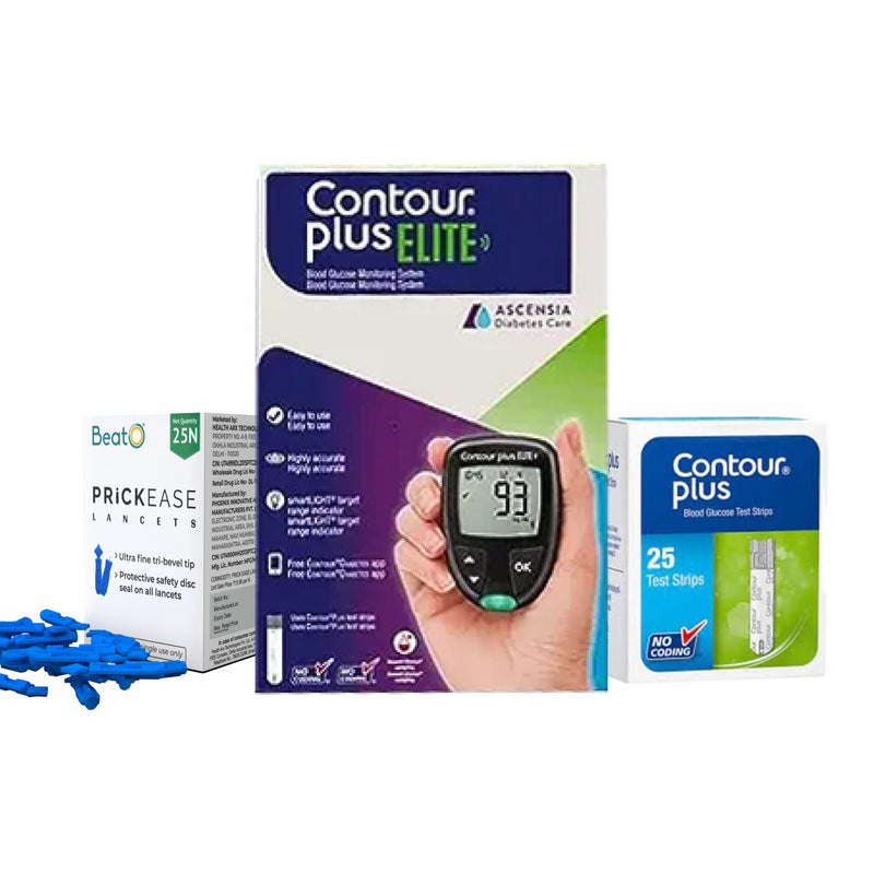 Buy Contour Plus Elite Blood Glucose Monitoring System with 25 Test ...