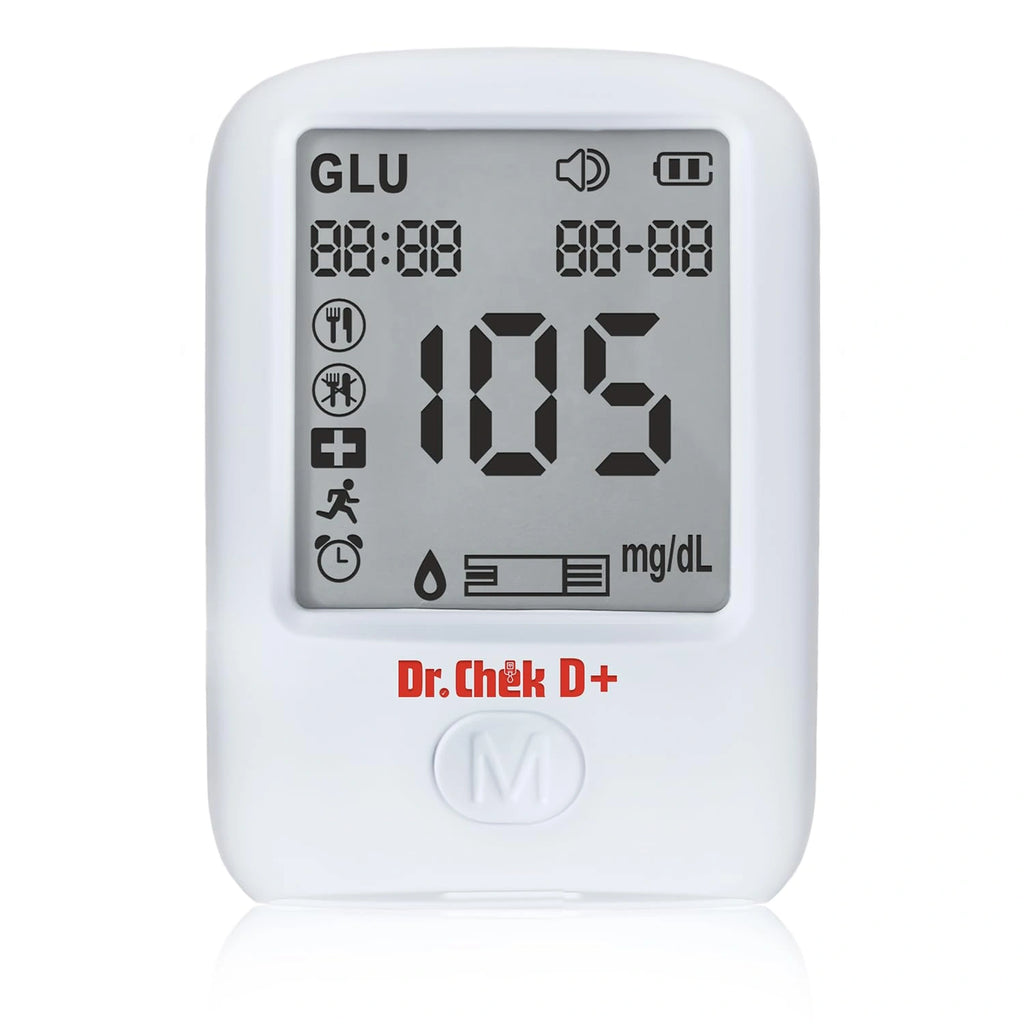 Dr. Chek D+ Blood Glucose Meter Kit (25 Strips 25 Lancets) | Glucomete