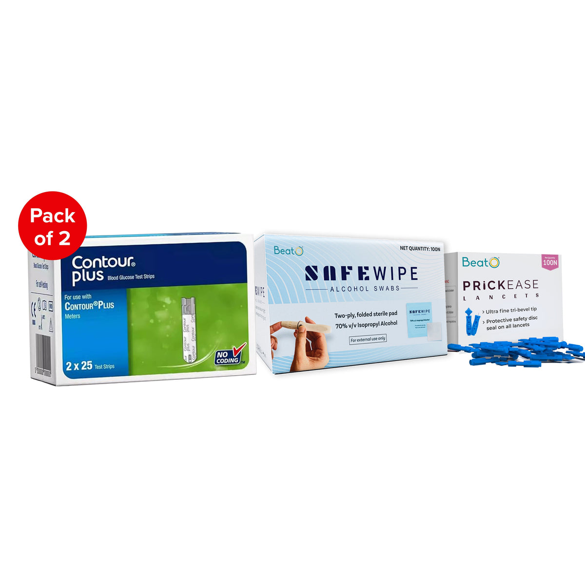Get Contour's Plus Glucometer Blood Glucose Test Strips - 100 Strips ...