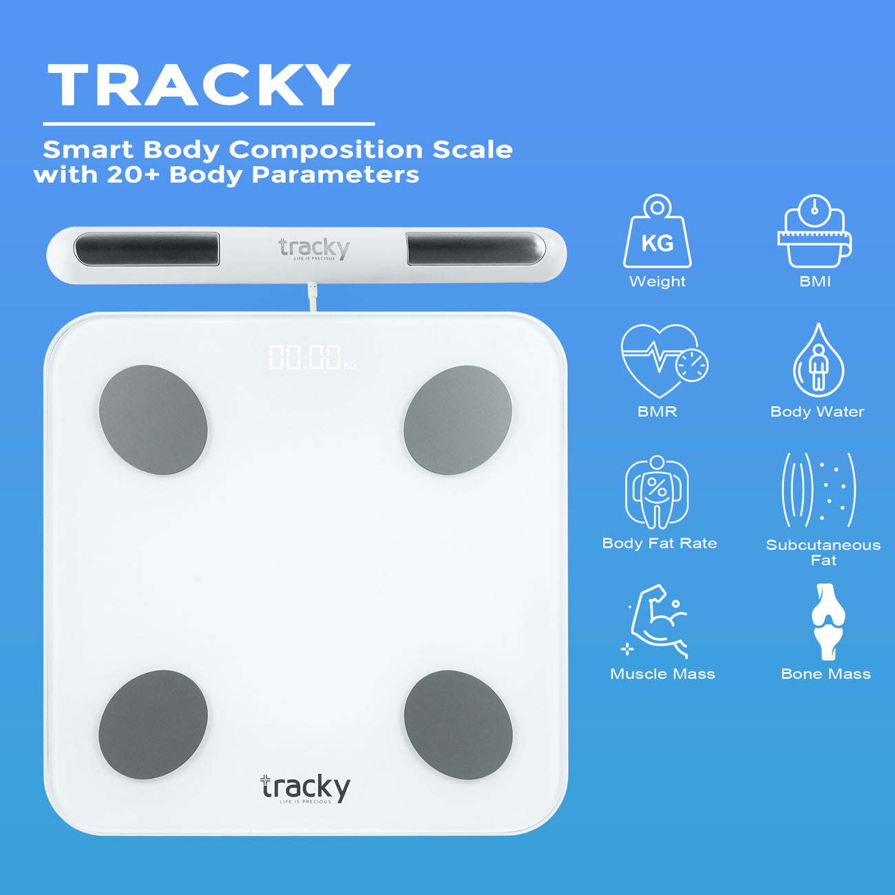 Tracky Advance Body Composition Scale with 8 Electrodes